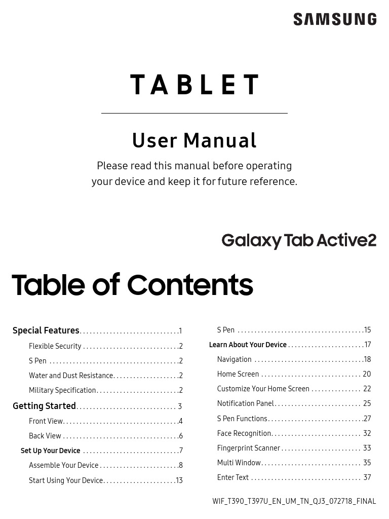 Samsung Galaxy Tablet User Manual | PDF | Touchscreen | Computing