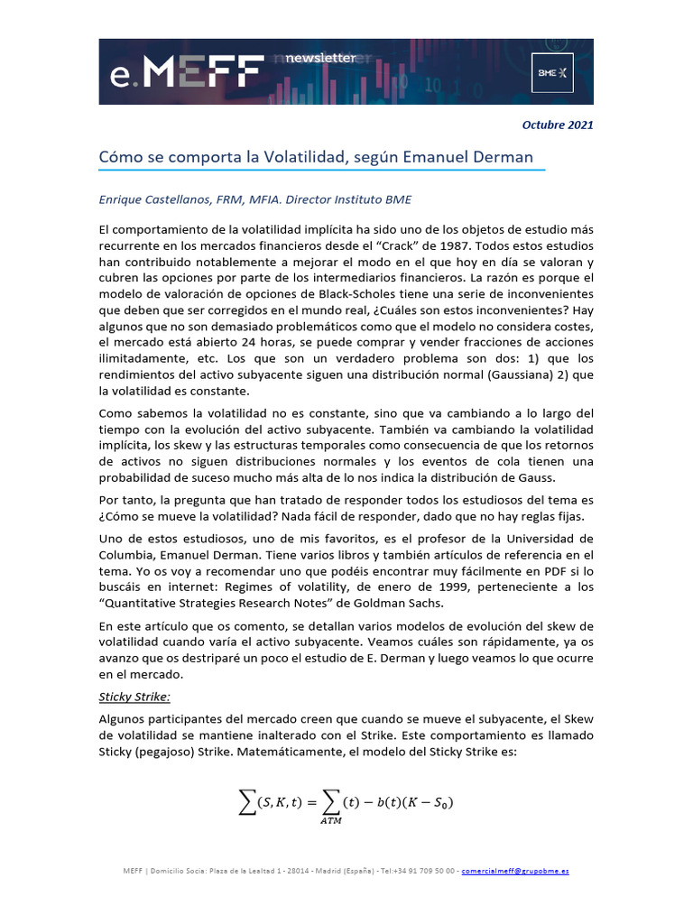 Cómo Se Comporta La Volatilidad, Según Emanuel Derman | PDF | Opción ...