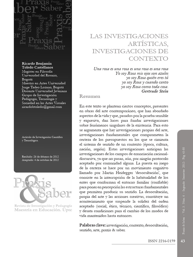 Investigaciones Artísticas y Contexto | PDF | Verdad | Martin Heidegger