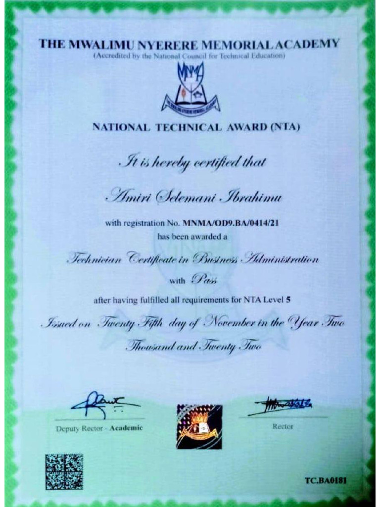 Amiri Certificate | PDF