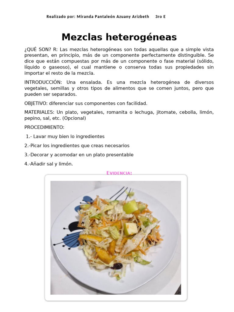 Mezclas Heterogéneas y Homogeneas 2 | PDF | Mezcla | Alimentos