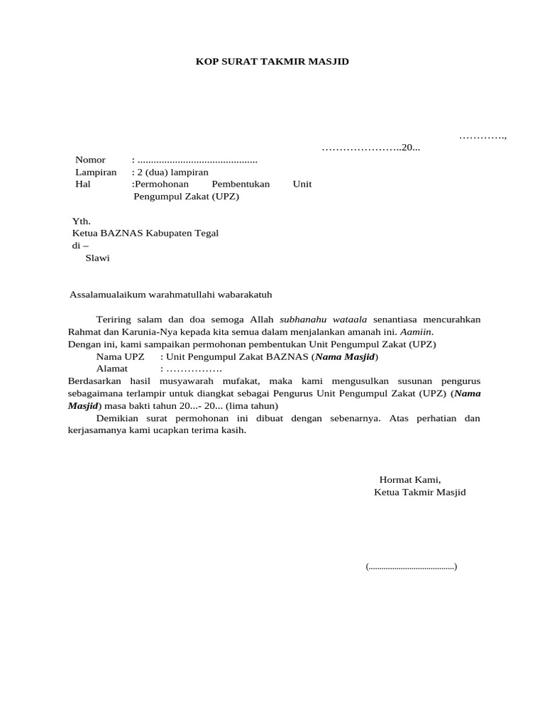 Format Pengajuan Upz | PDF