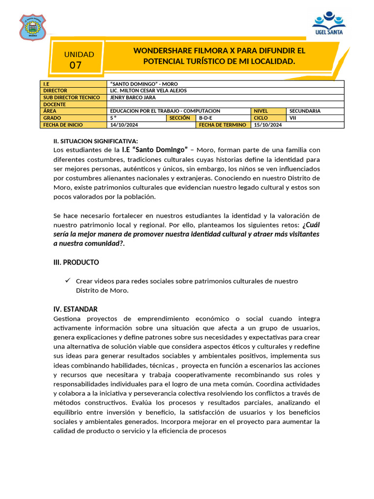 Unidad de Aprendizaje N 07 | PDF | Aprendizaje | Diseño
