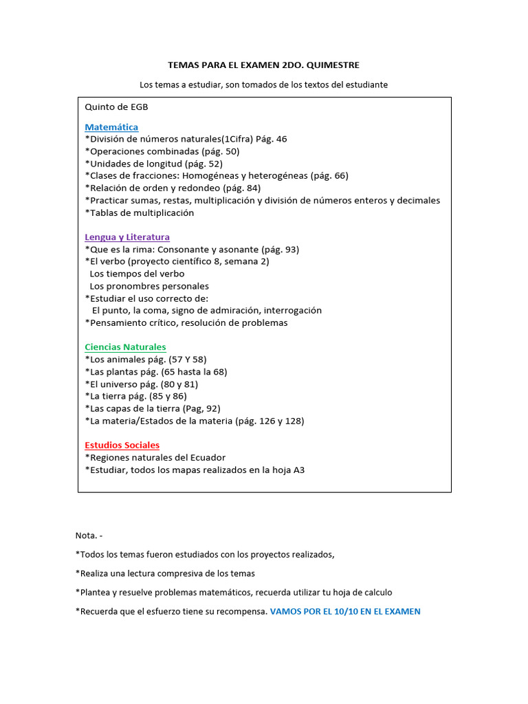 Temas para El Examen 2do | PDF | Hoja de cálculo