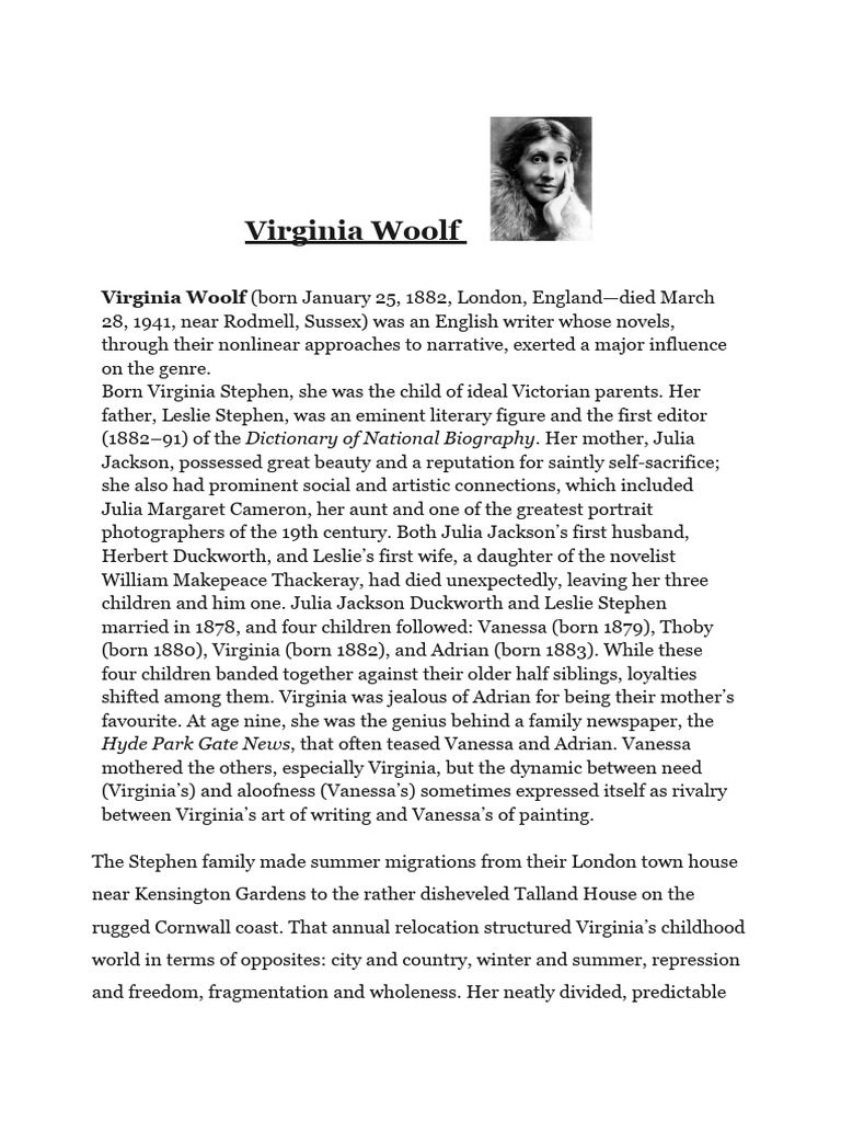 Virginia Woolf: Life and Legacy | PDF | Virginia Woolf | Bloomsbury Group