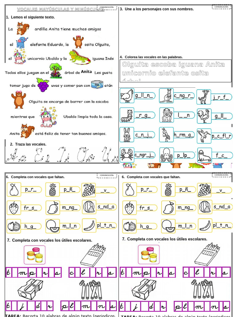 FICHA COMUNICACIÓN-S4-D1 - LEEMOS y Reconocemos Las Vocales en Palabras ...