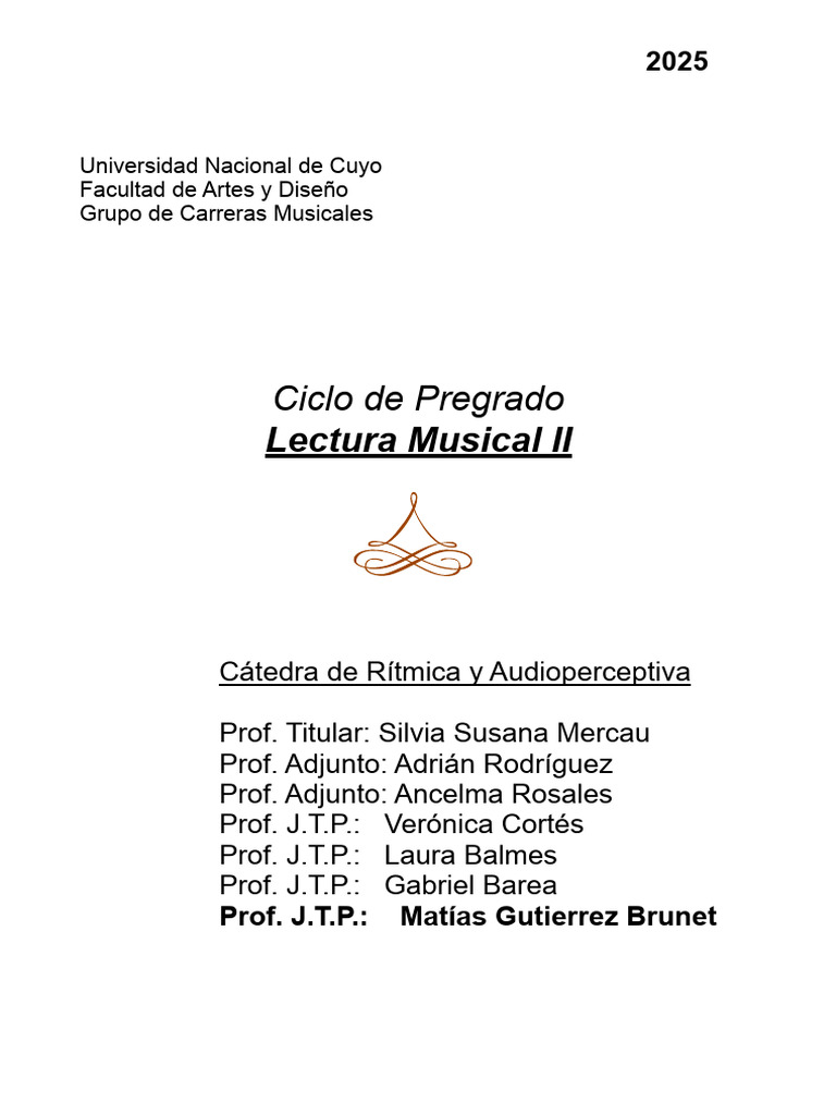Programa de Audioperceptiva 2025 | PDF | Ritmo | Acorde (Música)