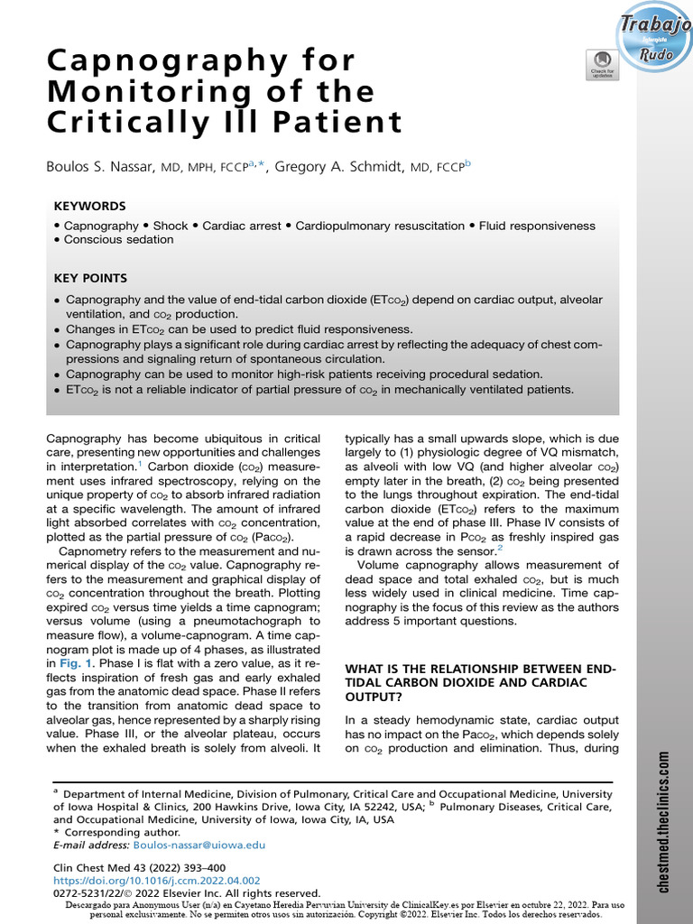 Capnography For Monitoring of The Critically Ill Patient | PDF ...