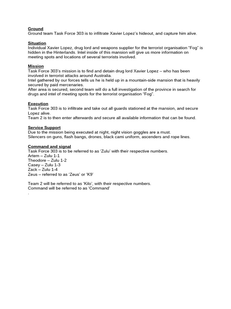 Lopez' Mission Brief | PDF