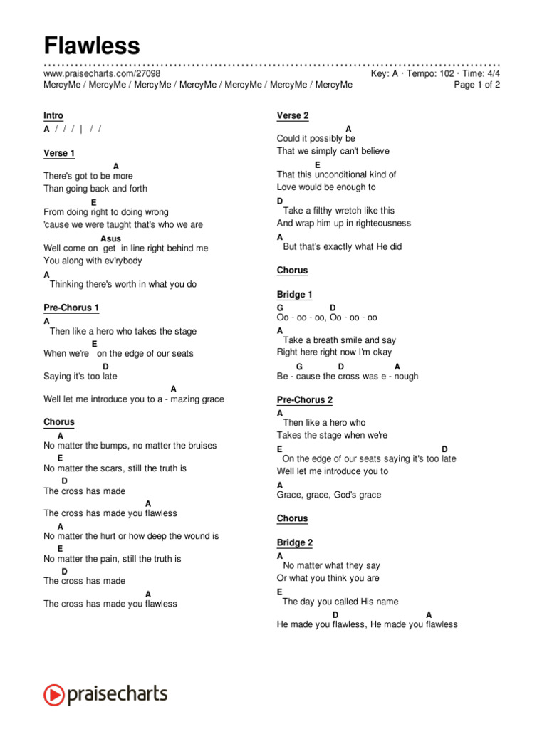 MercyMe's "Flawless" Lyrics & Chords | PDF | Song Structure | Musical Forms