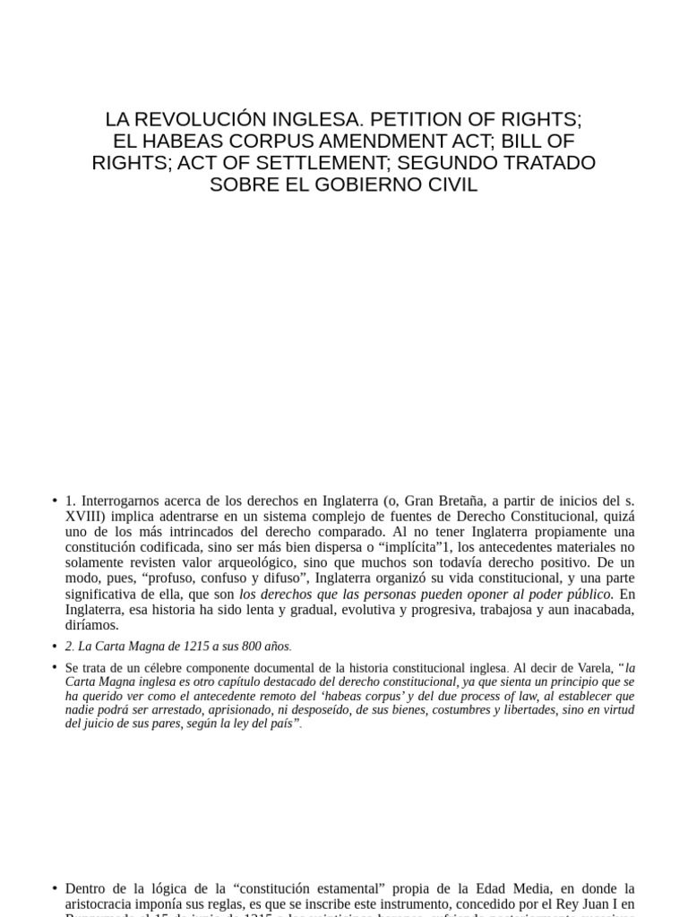 La Revolución Inglesa. Petition of Rights El Habeas Corpus Amendment ...