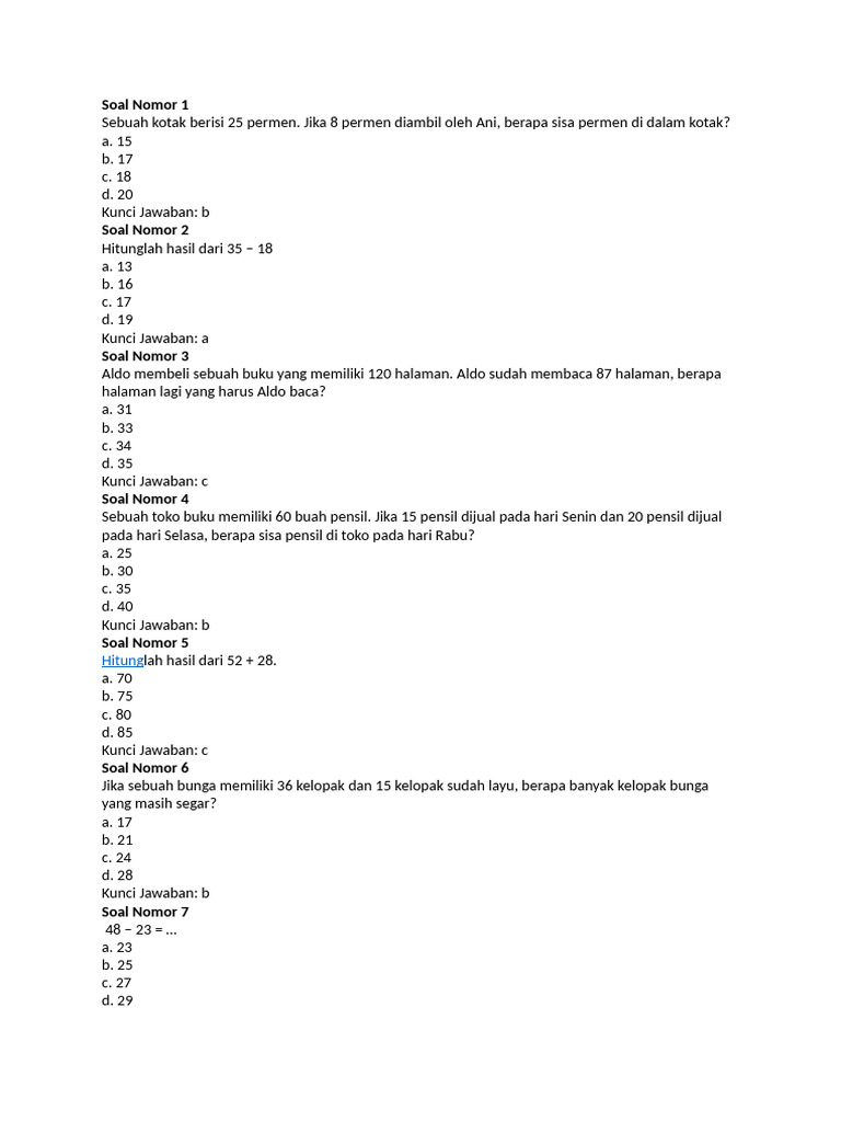 Soal Matematika 1 | PDF