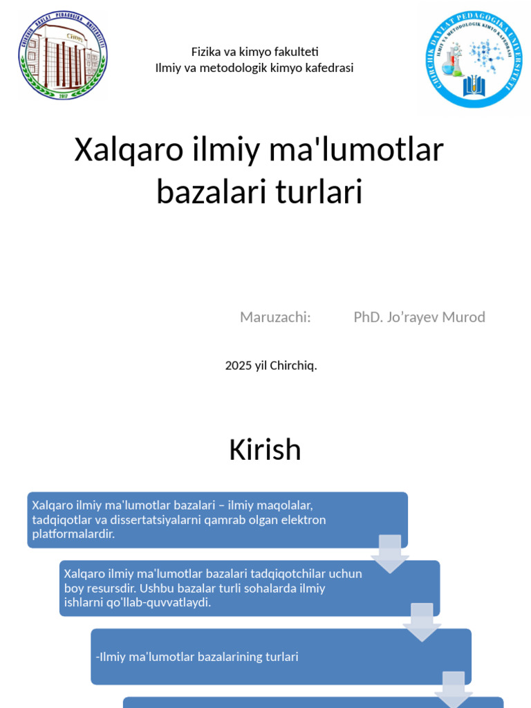 1. Xalqaro Ilmiy Bazalar | PDF