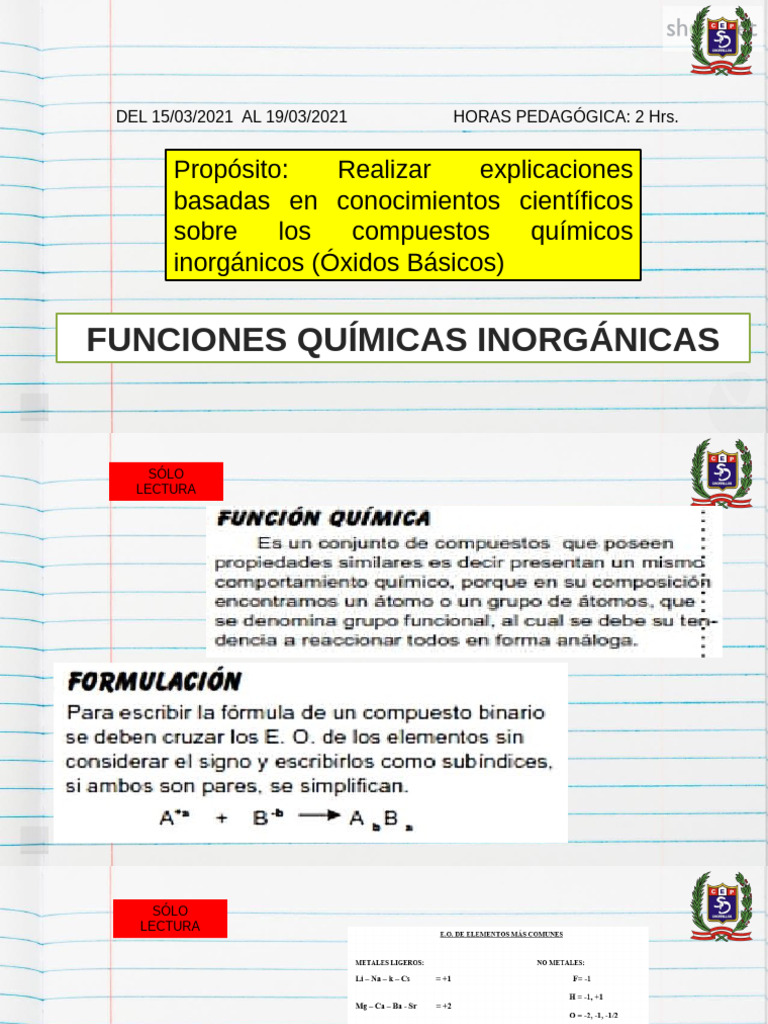 ÓXIDOS BÁSICOS | PDF | Compuestos químicos | Química