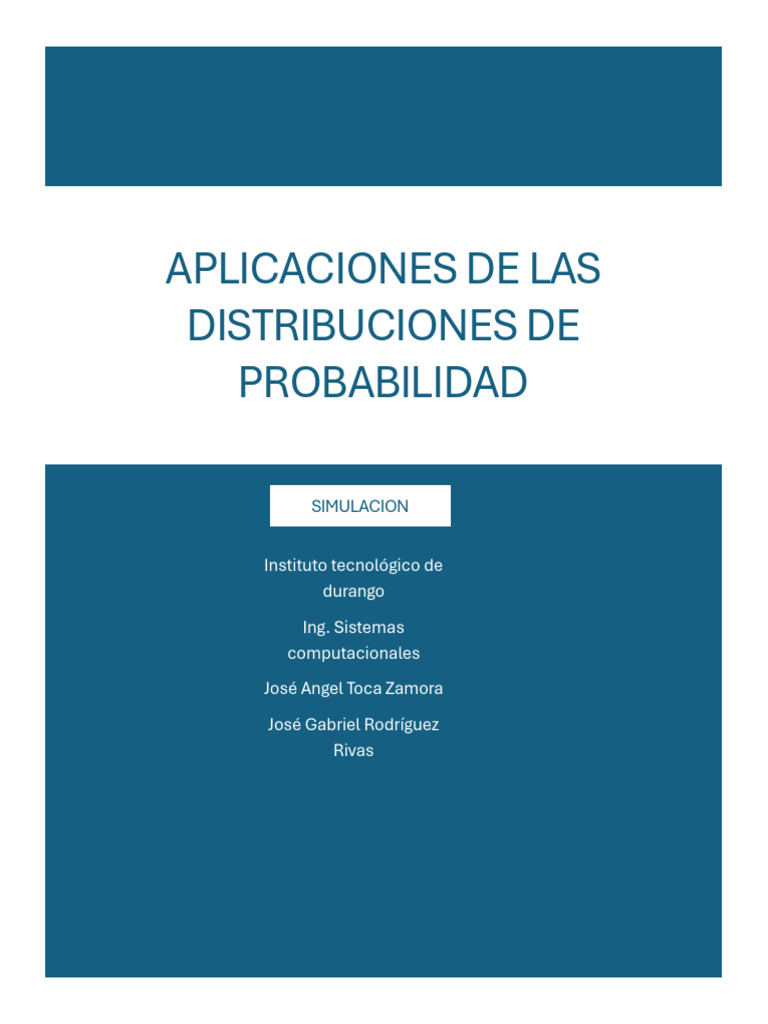 Aplicaciones de Distribuciones de Probabilidad | PDF | Distribución ...