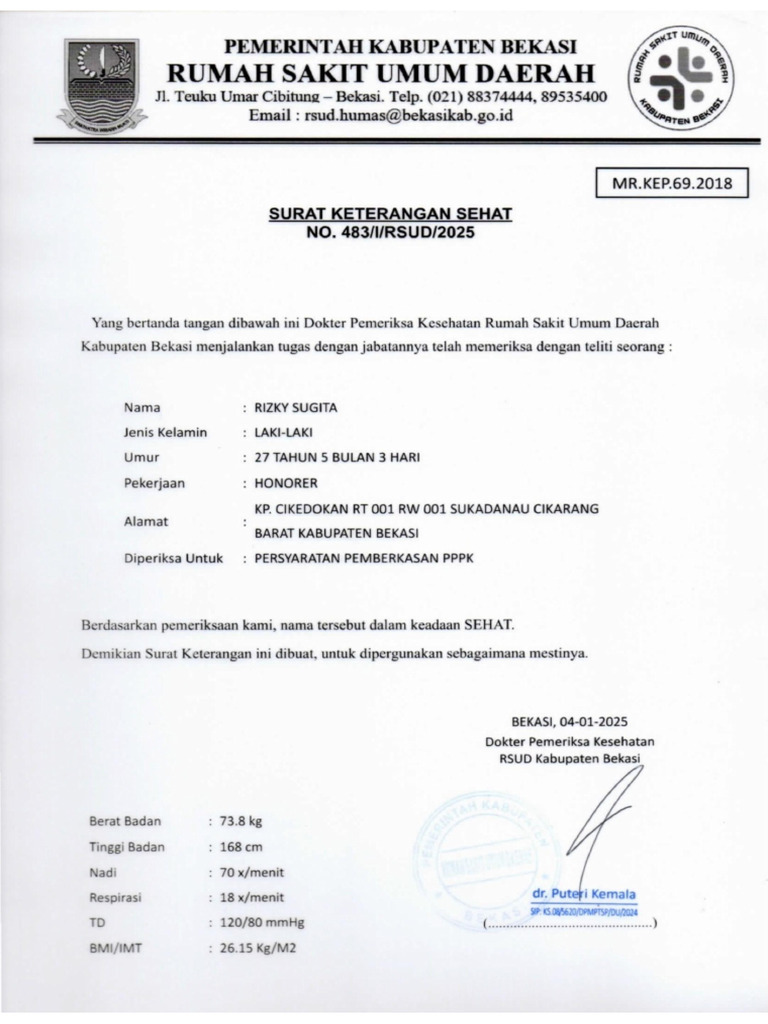 Surat Keterangan Sehat | PDF