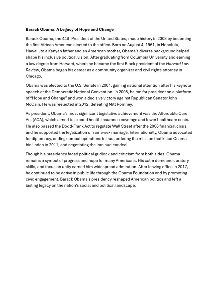 Obama's Legacy: Hope and Change | PDF