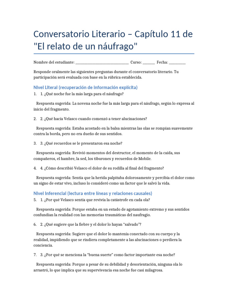 Conversatorio sobre "El relato de un náufrago" | PDF