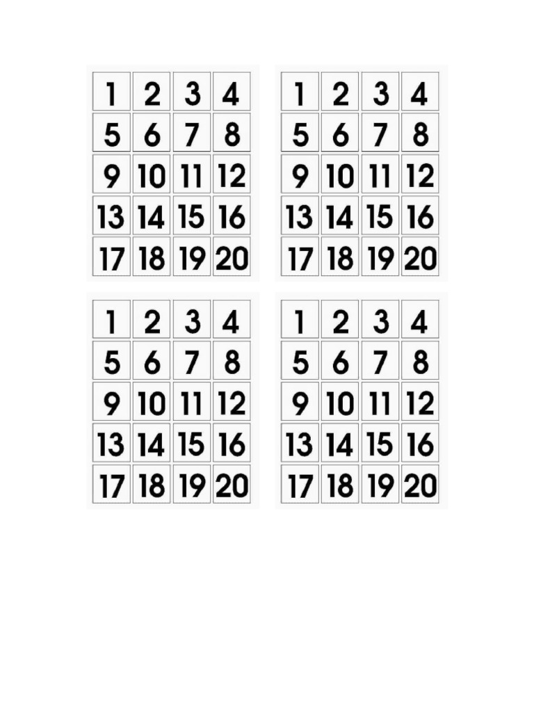 Numeros 1 A 20 4 Copias | PDF