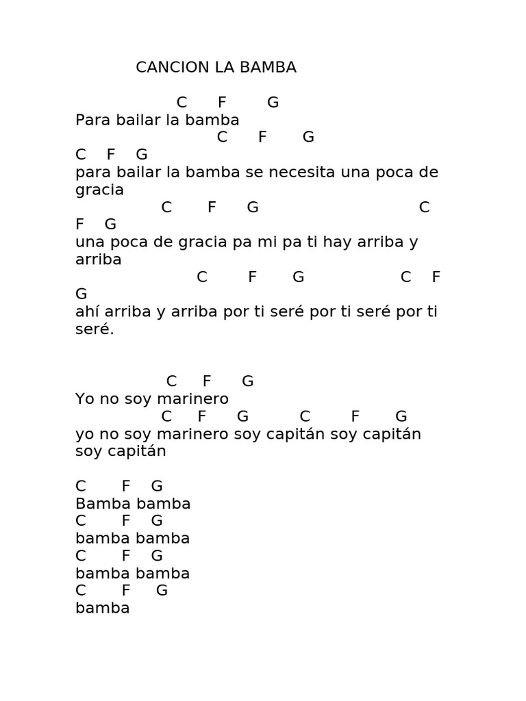 Letra de la canción "La Bamba" | PDF