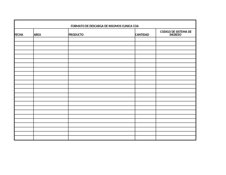 Formato Para Descargue de Insumos | PDF