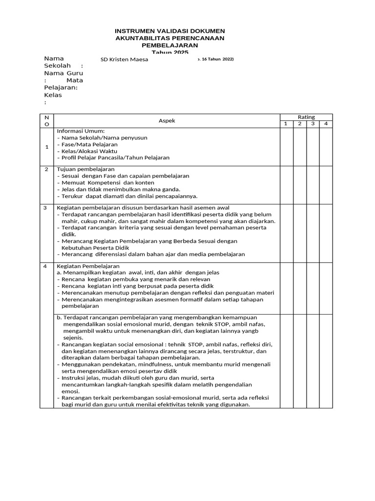 Draf Format Validasi Dokumen Akuntabilitas 2025 | PDF