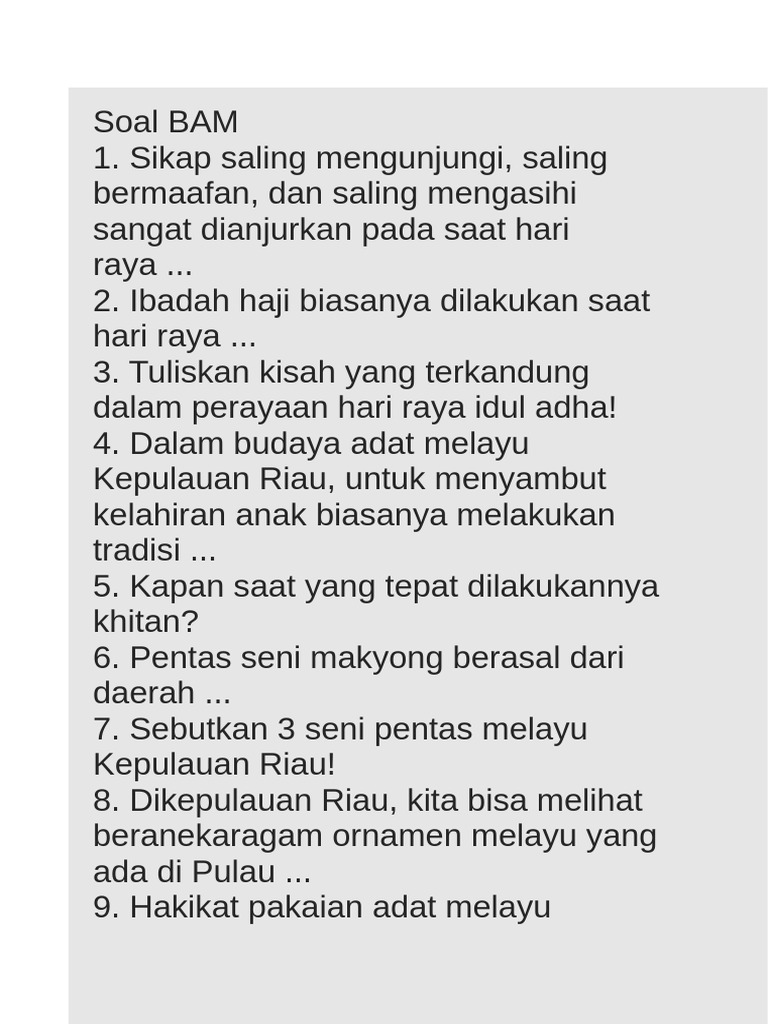 Soal BAM Belum Ada Kop | PDF