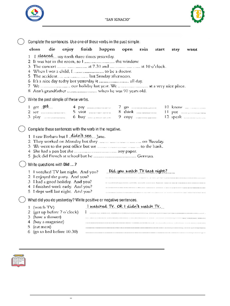 Past Simple (Regular and Irregular Verbs) - Worksheet | PDF