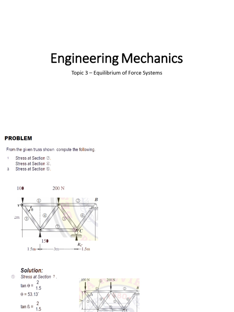 Equilibrium of Force Systems Part 3 | PDF | Classical Mechanics | Mechanical Engineering