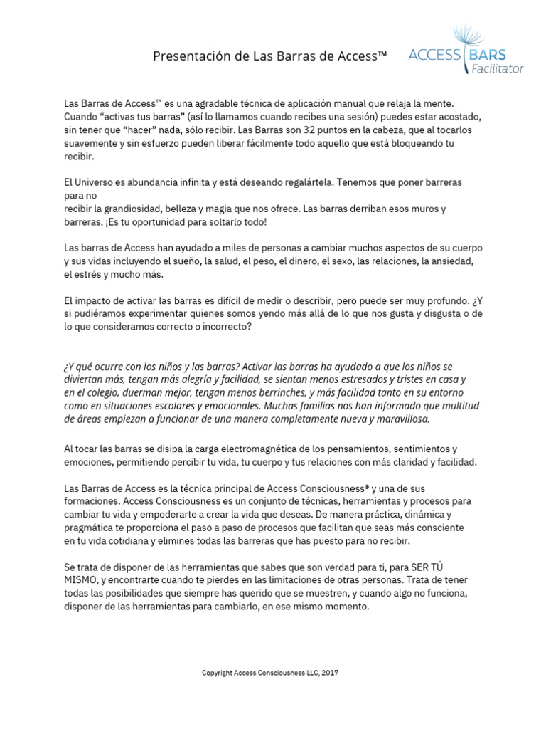 Beneficios de Las Barras de Access™ | PDF | Sicología