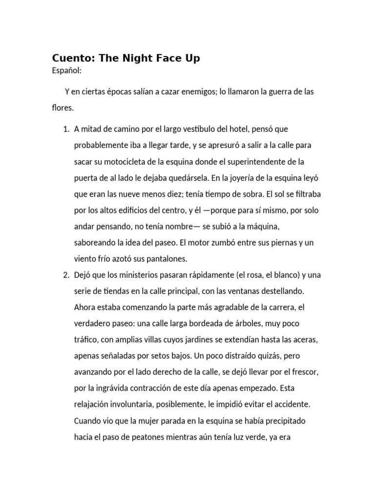 The Night Face Up. Cuento | PDF