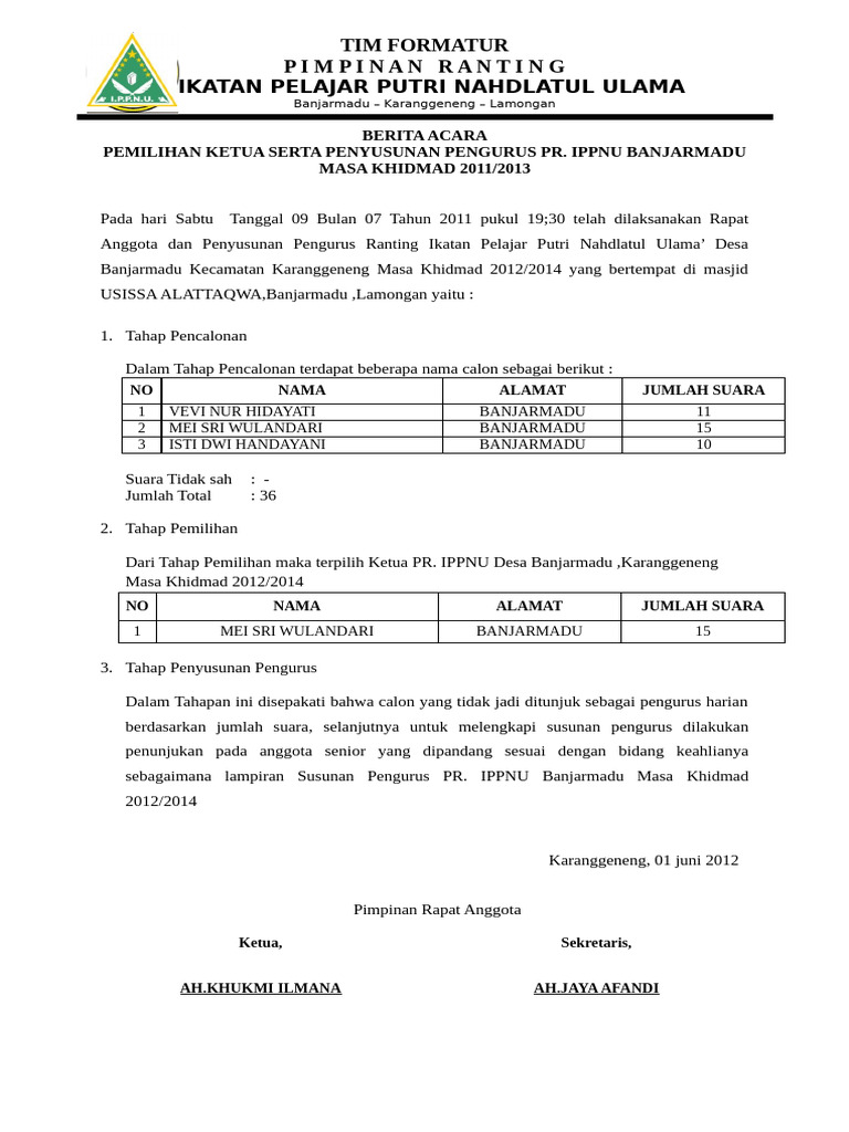 Laporan SK Ippnu | PDF