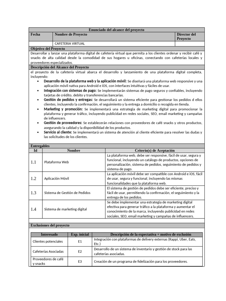 S5 7. Plantilla - Enunciado Alcance Del Proyecto - CAF. VIRTUAL VF | PDF | Aplicación movil ...