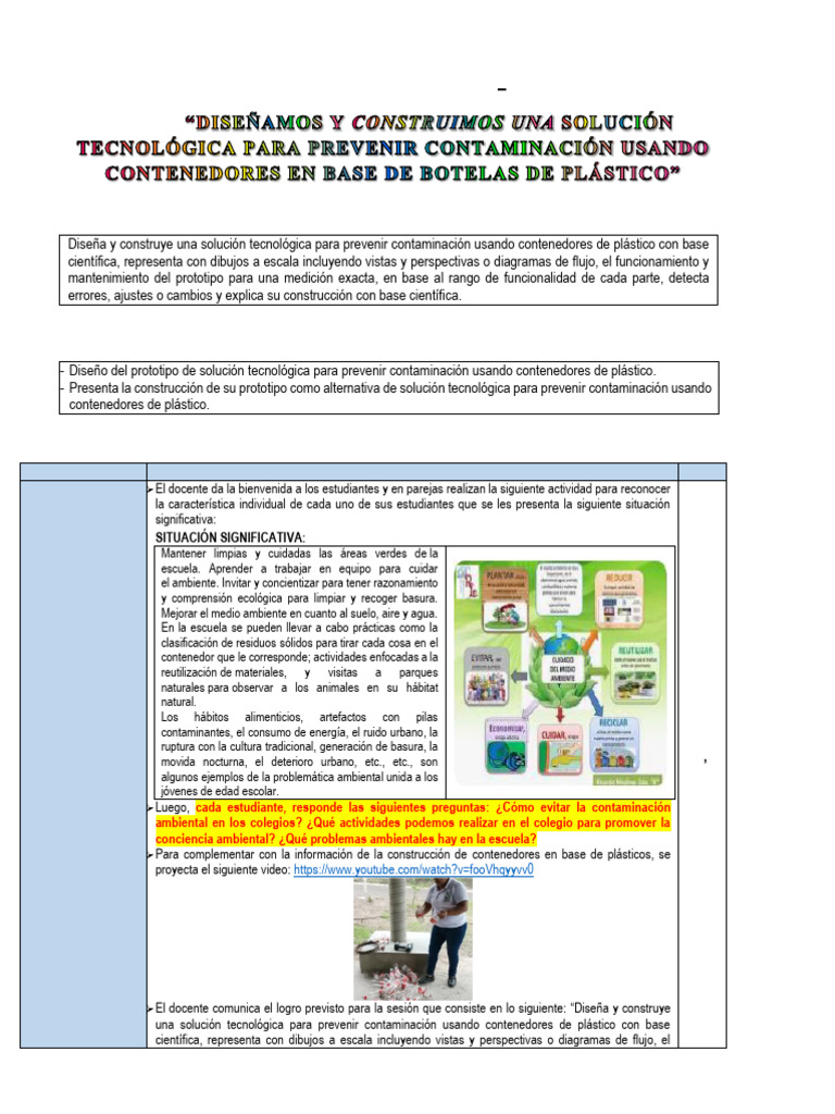 Sesión de Aprendizaje Nº1 - Ua2 - 4ºgrado - Estudiante | PDF | Residuos | Contaminación