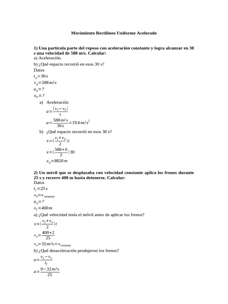 Practica MRUV | PDF | Aceleración | Velocidad
