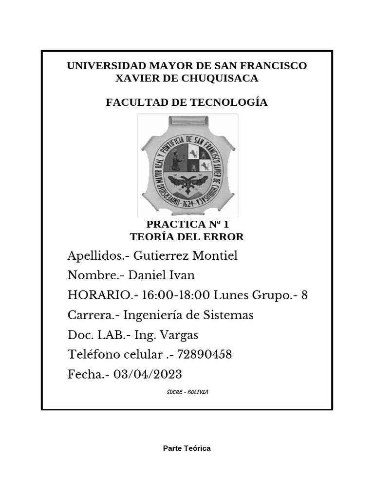 Práctica 1 Teoria Del Error | PDF | Medición | Distribución normal