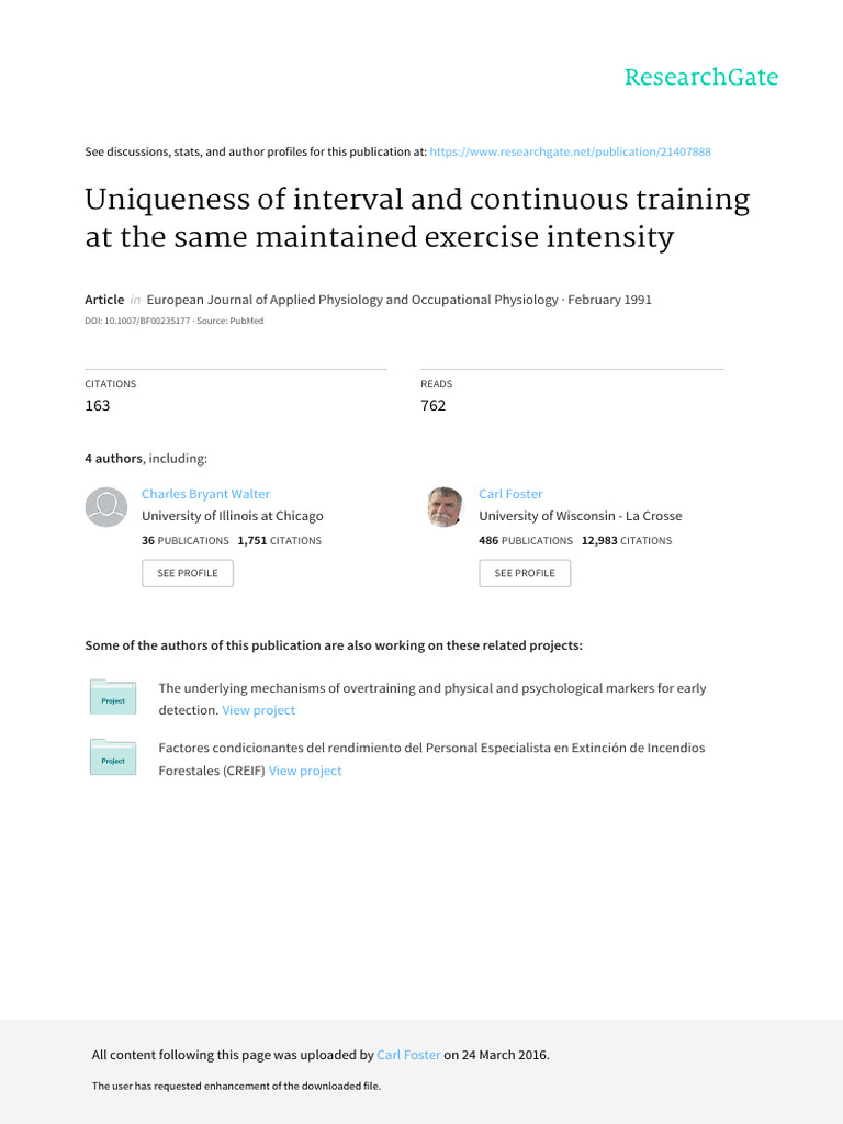 Interval vs. Continuous Training Effects | PDF | Physical Fitness ...