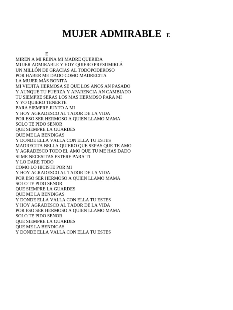 Mujer Admirable: Poema a Mamá | PDF