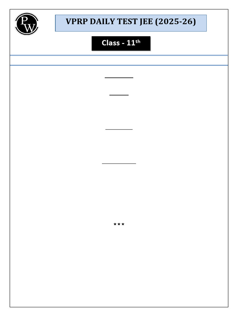 Answer Key VPRP XI-JEE Test-20-29.05.25 | PDF