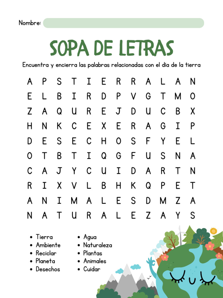 Sopa de Letras Del Día de La Tierra | PDF
