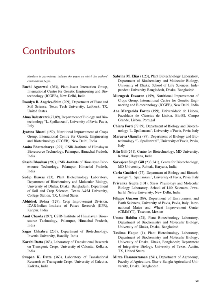 Contributors to Plant Biotechnology Research | PDF | Biotechnology ...