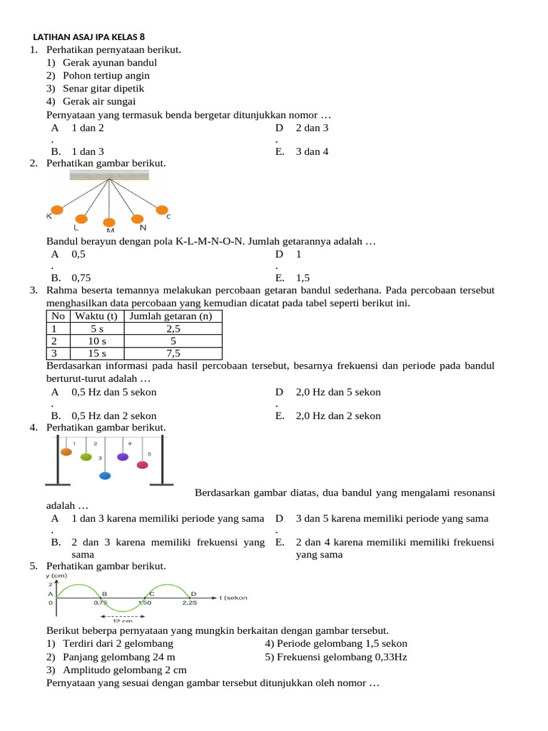 Latihan Asaj Ipa Kelas 8 | PDF
