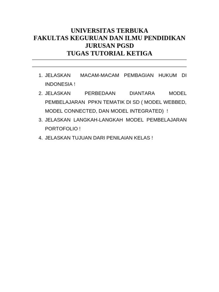 Soal TT Ke-3 Pembelajaran PPKN SD | PDF