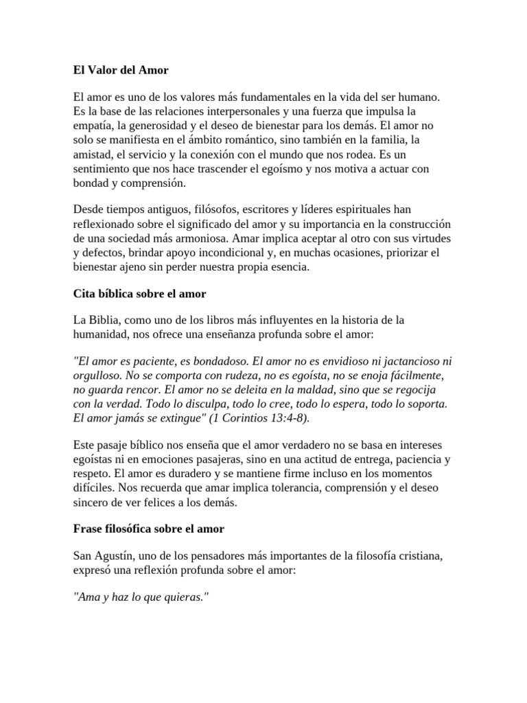 El Valor Del Amor | PDF | Amor | Platón