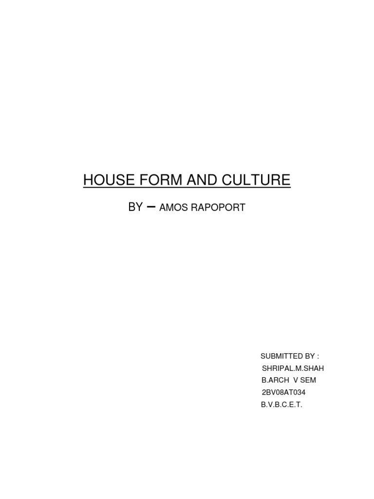 House Form and Culture | PDF | Theory | Academic Discipline Interactions