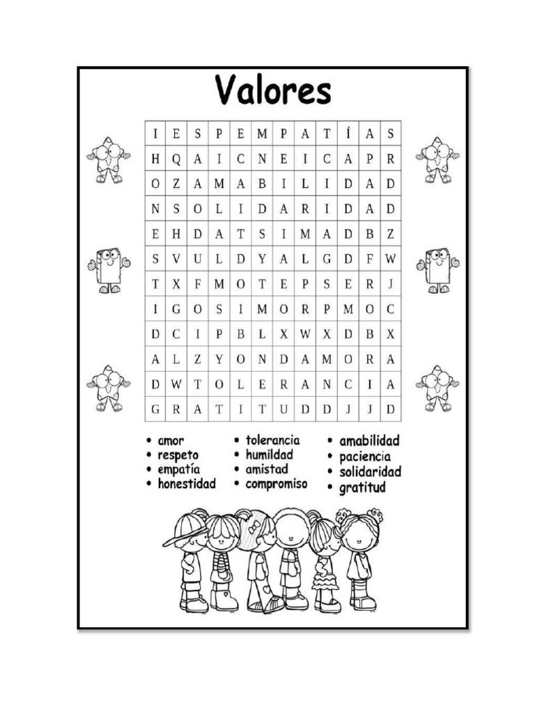 Sopa De Letras De Valores Pdf