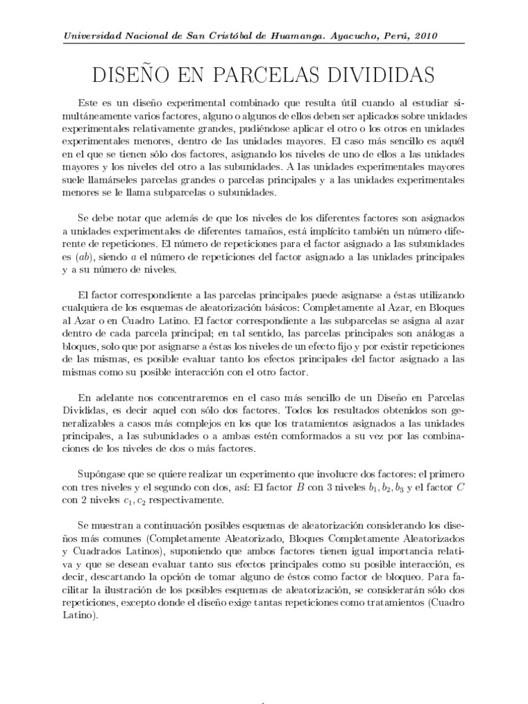 Diseño en Parcelas Divididas | Descargar gratis PDF | Enseñanza de ...