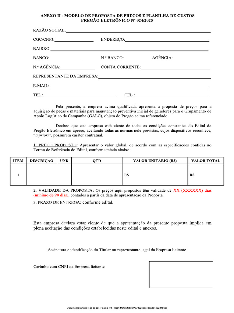 Modelo de Proposta | PDF