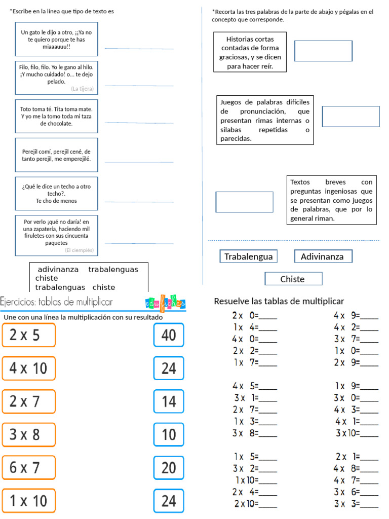 Evaluacion de Rimas, Trabalenguas y Chistes | PDF