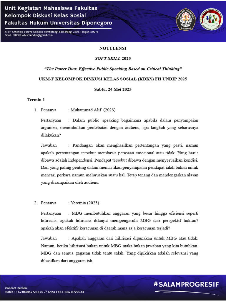 Notulensi Soft Skill 2025 | PDF